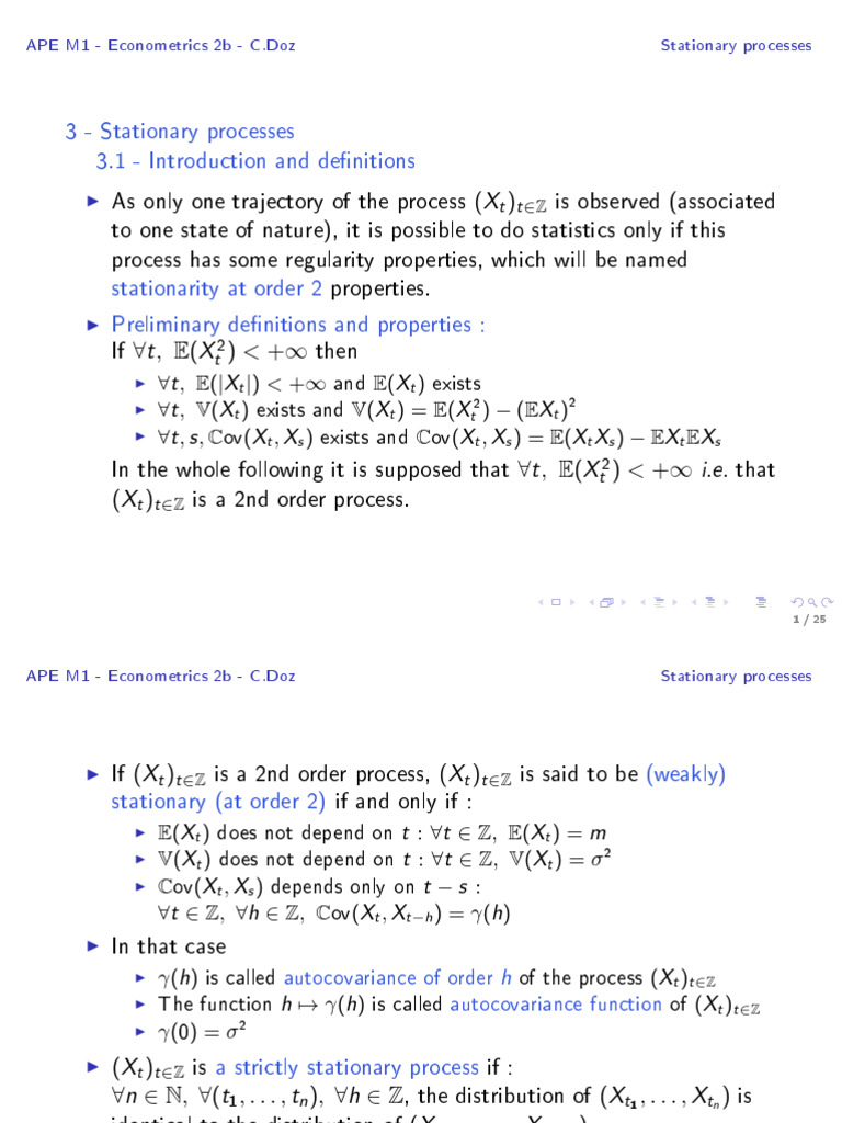 Univ Stat TS Stationarity | PDF | Stationary Process | Statistical Analysis