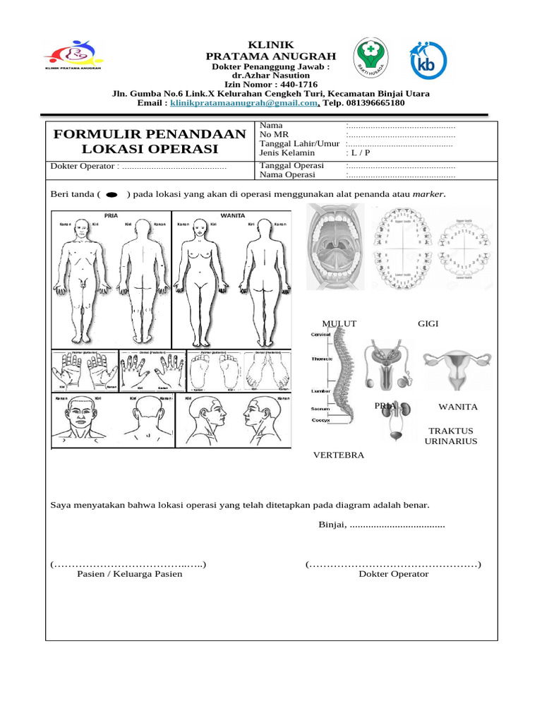 Formulir Penandaan Lokasi Operasi | PDF