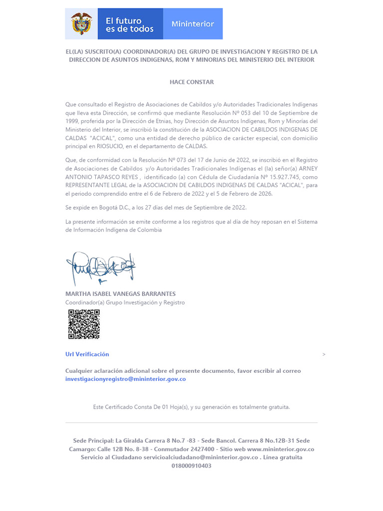 Certificacion Representacion | PDF