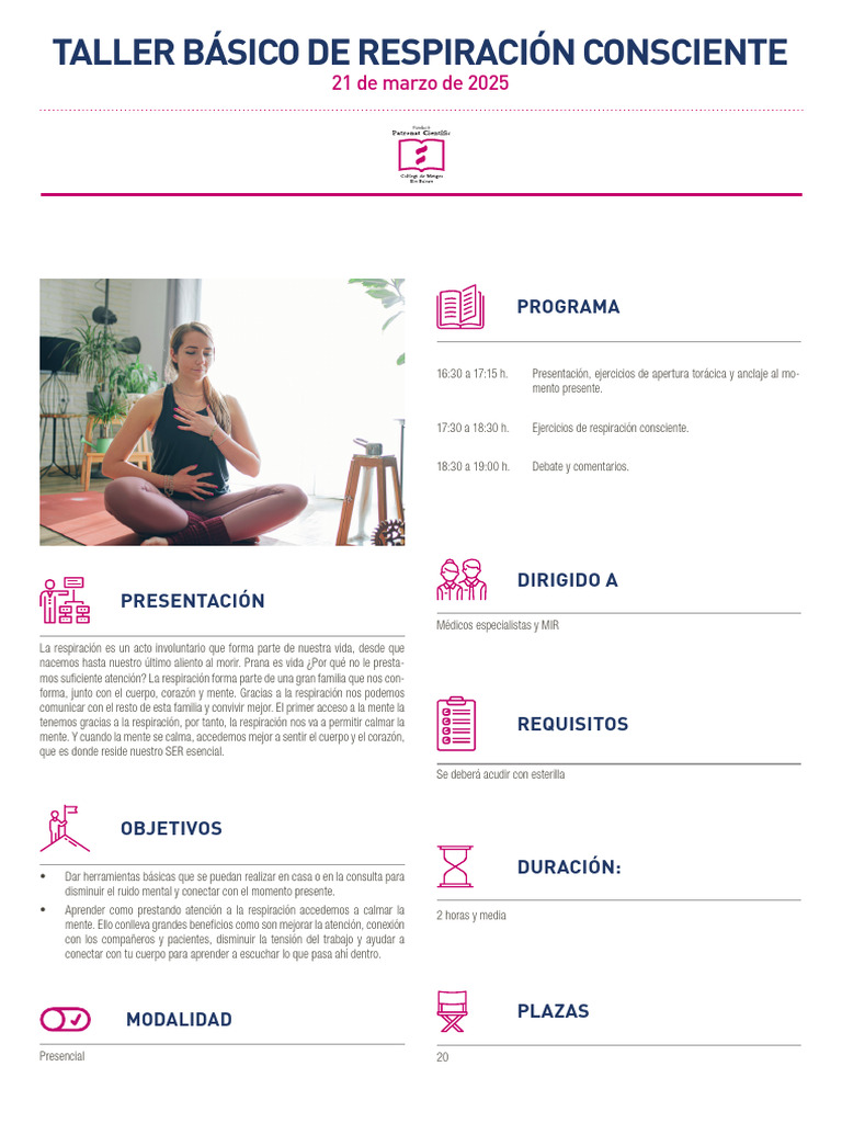 Taller de Respiración Consciente 2025 | PDF