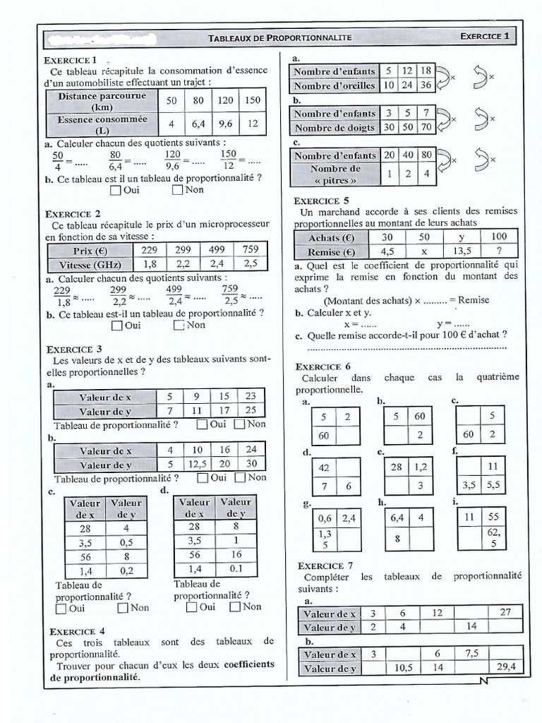 Exo Sur La Proportionnalité | PDF