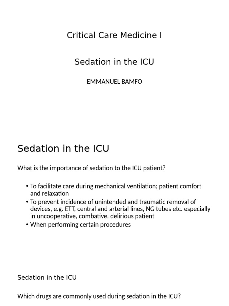 ICU Sedation Practices and Assessments | PDF | Intensive Care Unit ...
