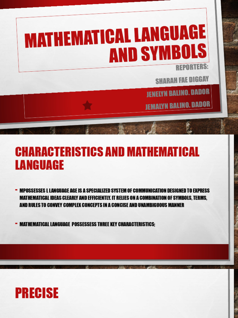 Mathematical Language and Symbols | PDF | Mathematics | Set (Mathematics)