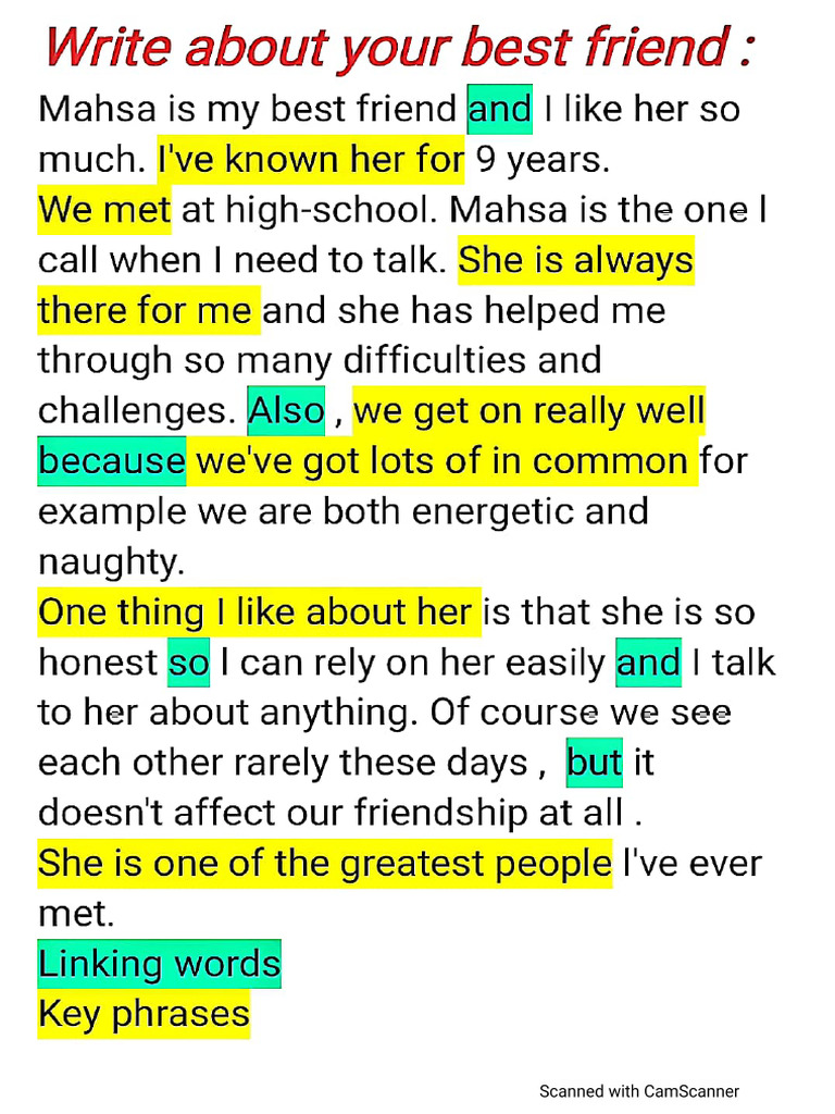 P 1.4 Best Friend Writing | PDF