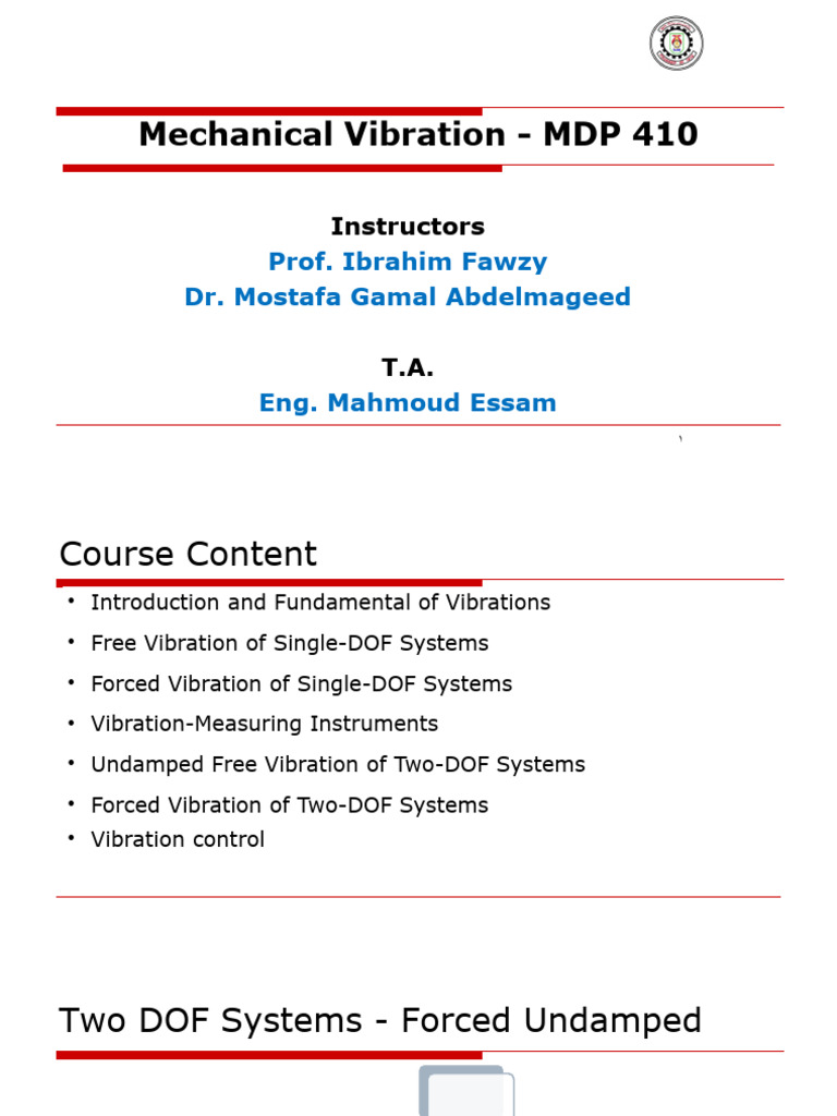 lecture 10 - 2DOF- MDP 410 | PDF | Periodic Phenomena | Motion (Physics)