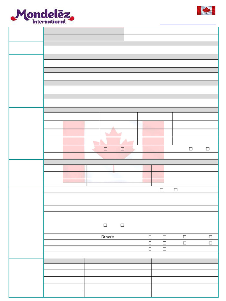 Job Application Form Canada | PDF | Driver's License | Travel Visa