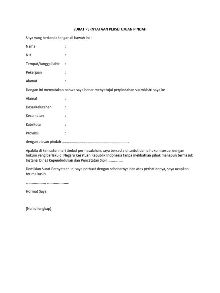 Contoh Surat Persetujuan Pindah | PDF