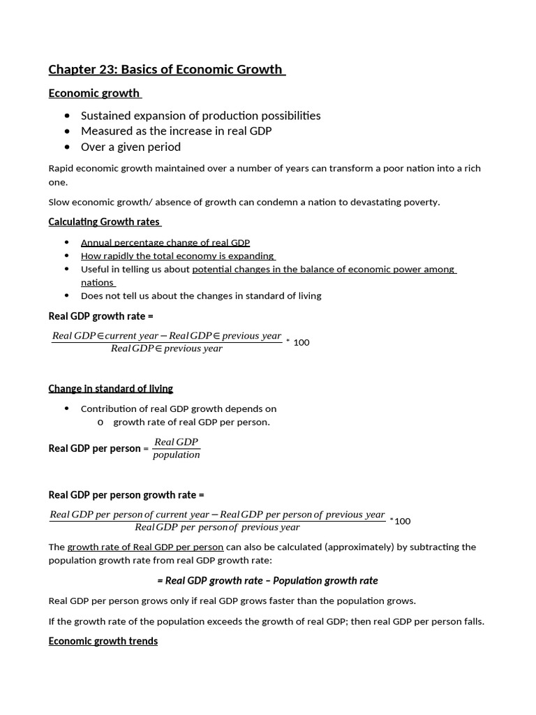 EC102 CHP 23 Basics of Economic Growth | PDF | Labour Economics | Economic Equilibrium