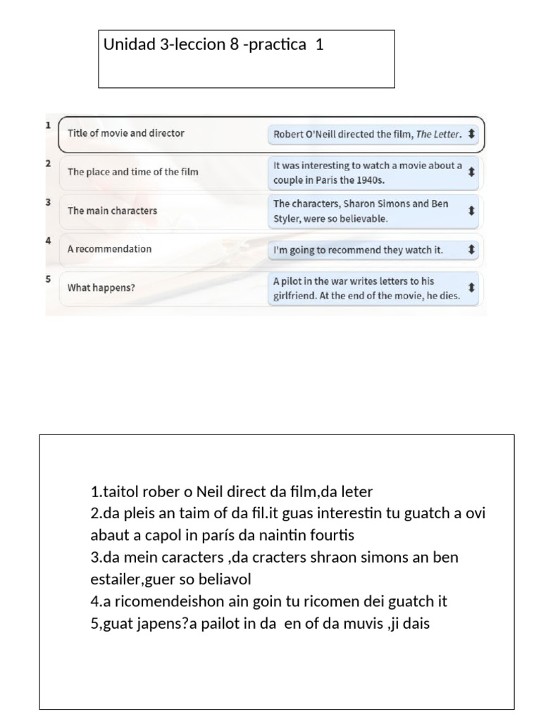 Unidad 3 - Leccion 8-Ejercicio Uno | PDF