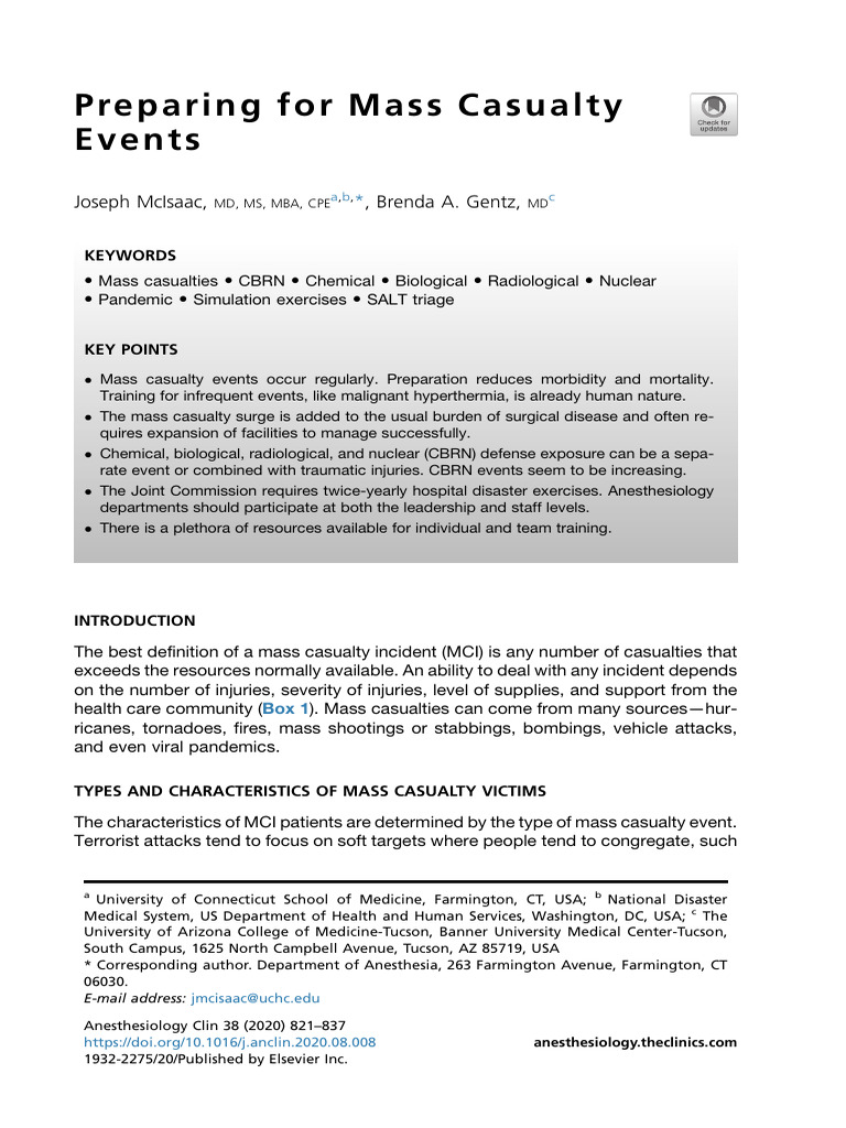 Preparing For Mass Casualty Events | PDF | Emergency Department ...