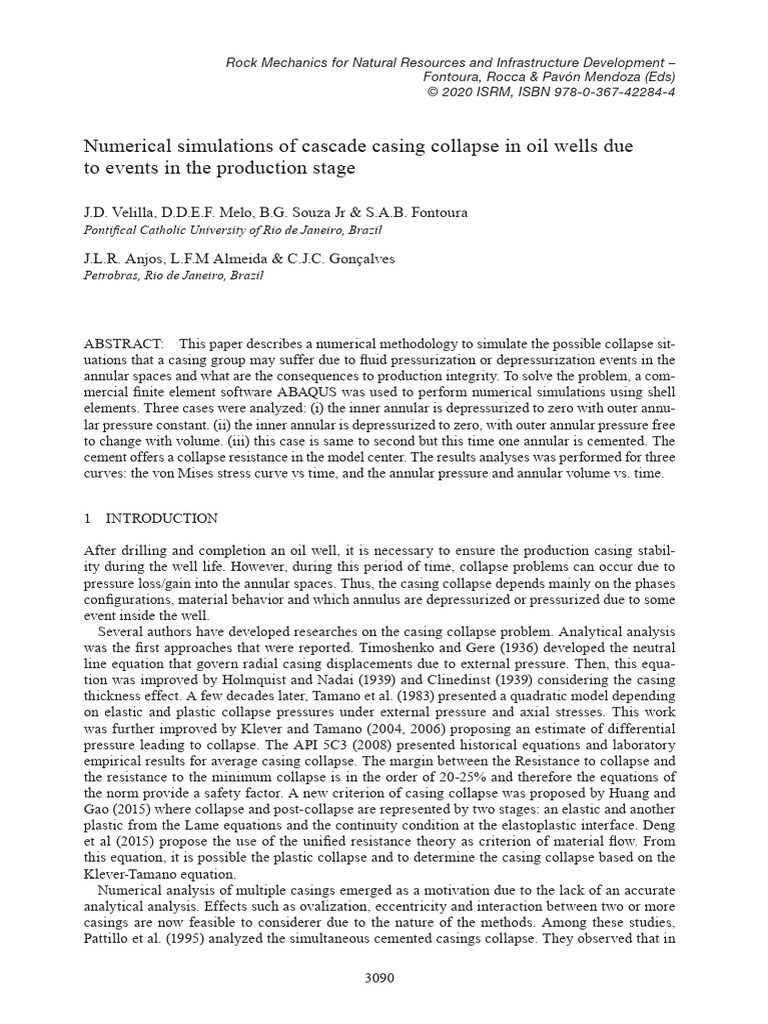 ARTIGO - Numerical Simulations of Cascade-Casing Collapse in Oil Wells ...