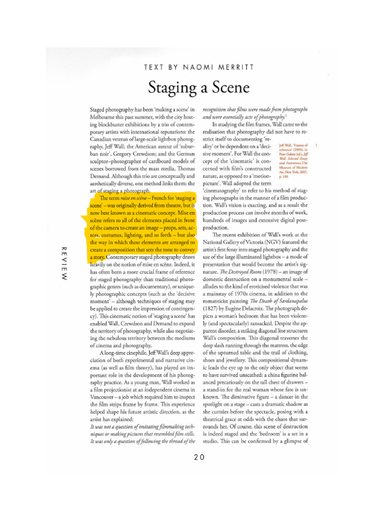 Staging A Scene Cinematic Directions in | PDF