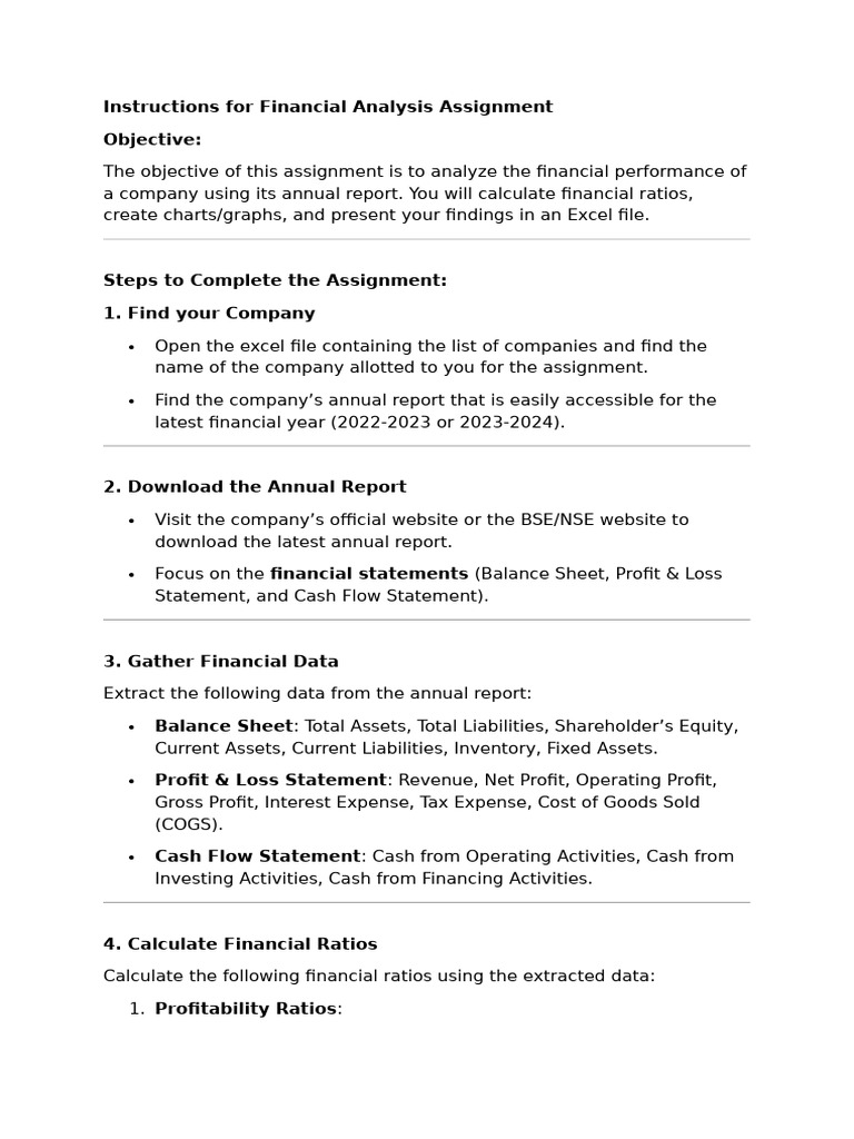 Financial Ratio Analysis Assignment Guide | PDF | Equity (Finance) | Revenue
