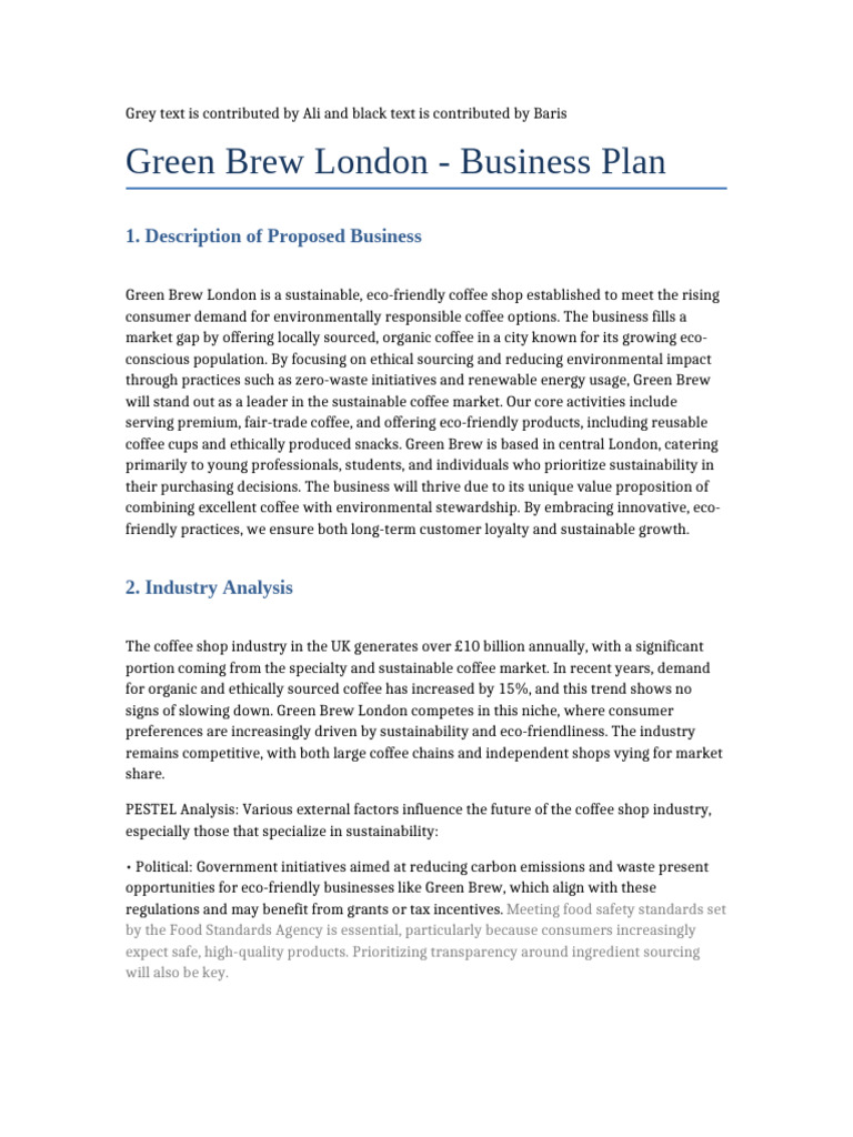 Sustainable Coffee Shop Business Plan | PDF | Cost Of Living ...