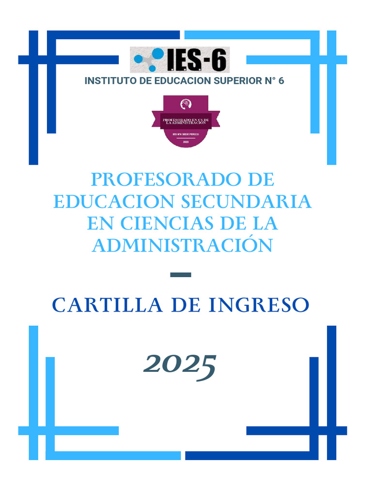 Cartilla de Ingreso 2025 CS de La Administracion Final | PDF | Aprendizaje | Comprensión lectora