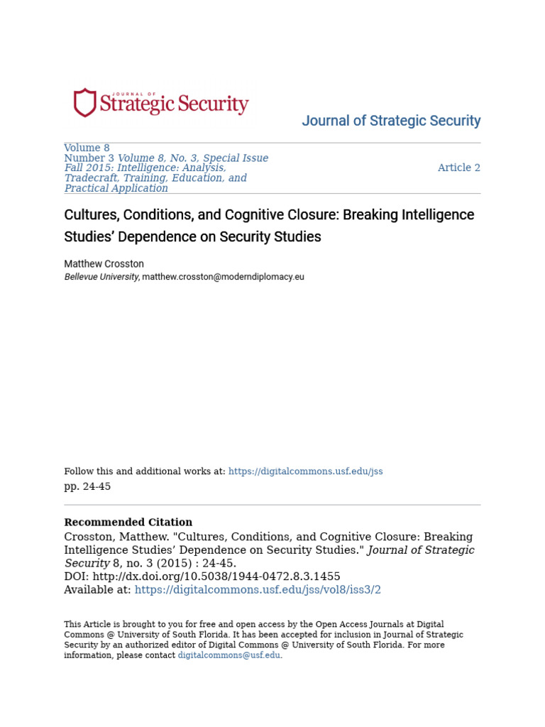 Cultures, Conditions, and Cognitive Closure | PDF | Intelligence ...