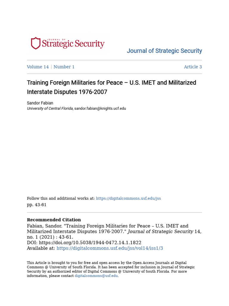 Training Foreign Militaries For Peace | PDF | Military | Statistics