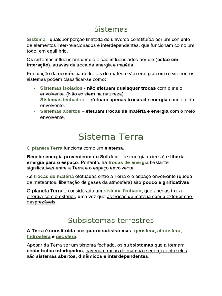 GEO - Subsistemas Terrestres | PDF | Água | Terra