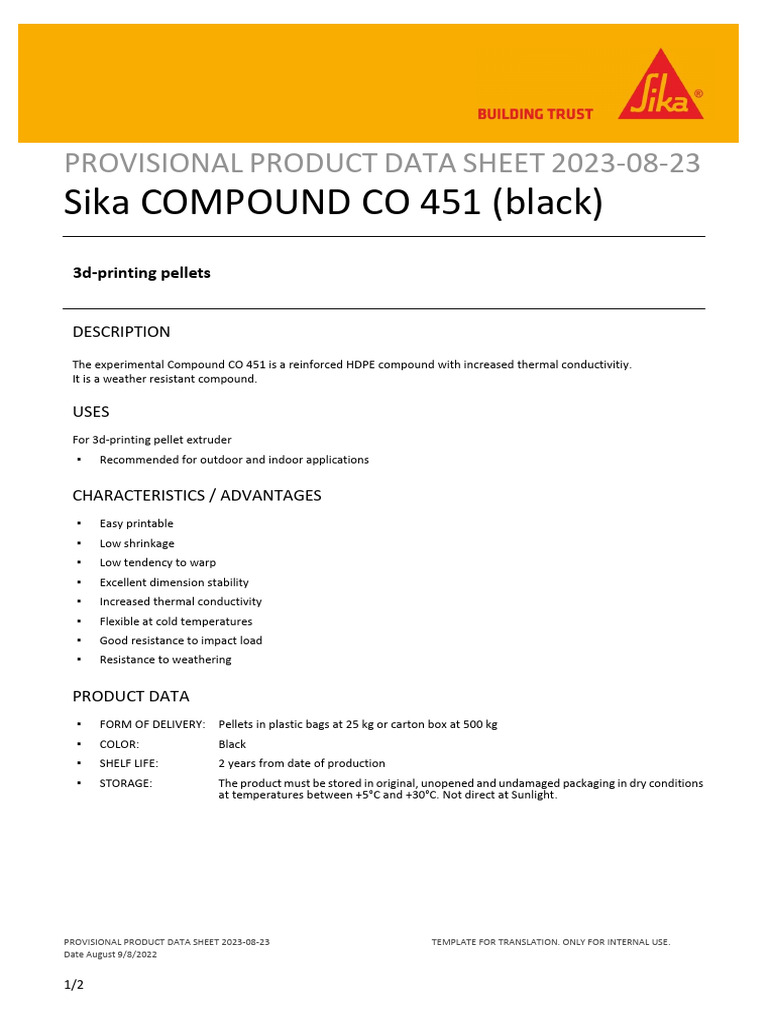 Sika Compound CO 451 Data Sheet | PDF | Materials Science | Secondary ...