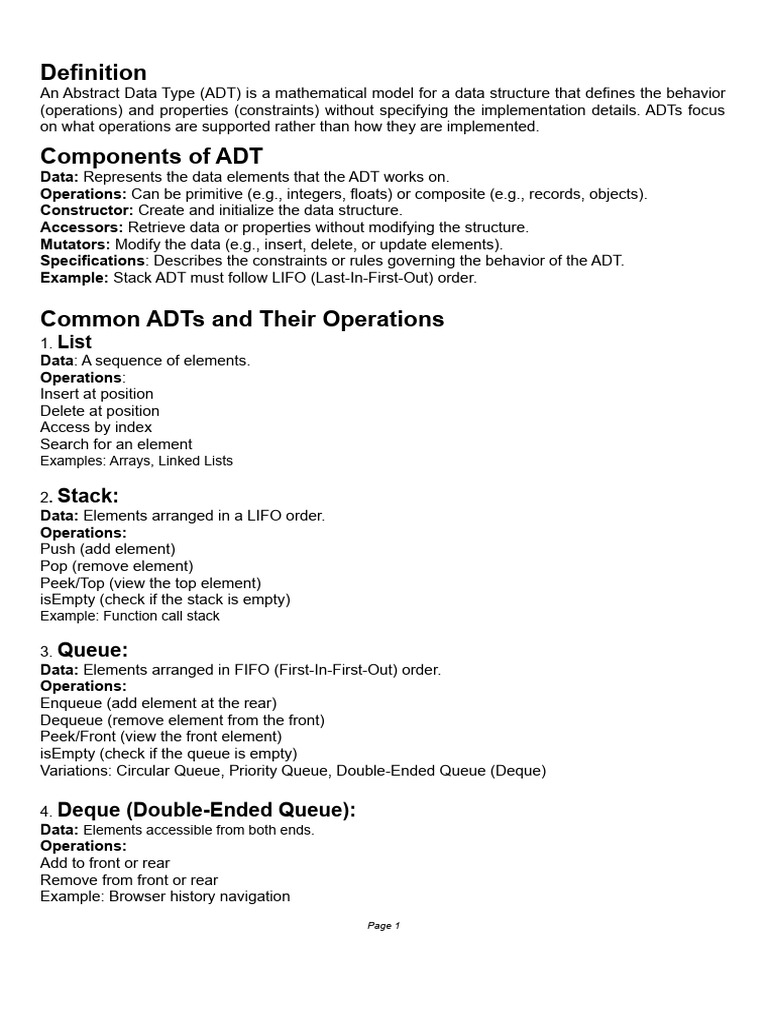 Abstract Data Types ADTs | PDF | Queue (Abstract Data Type) | Computer Data