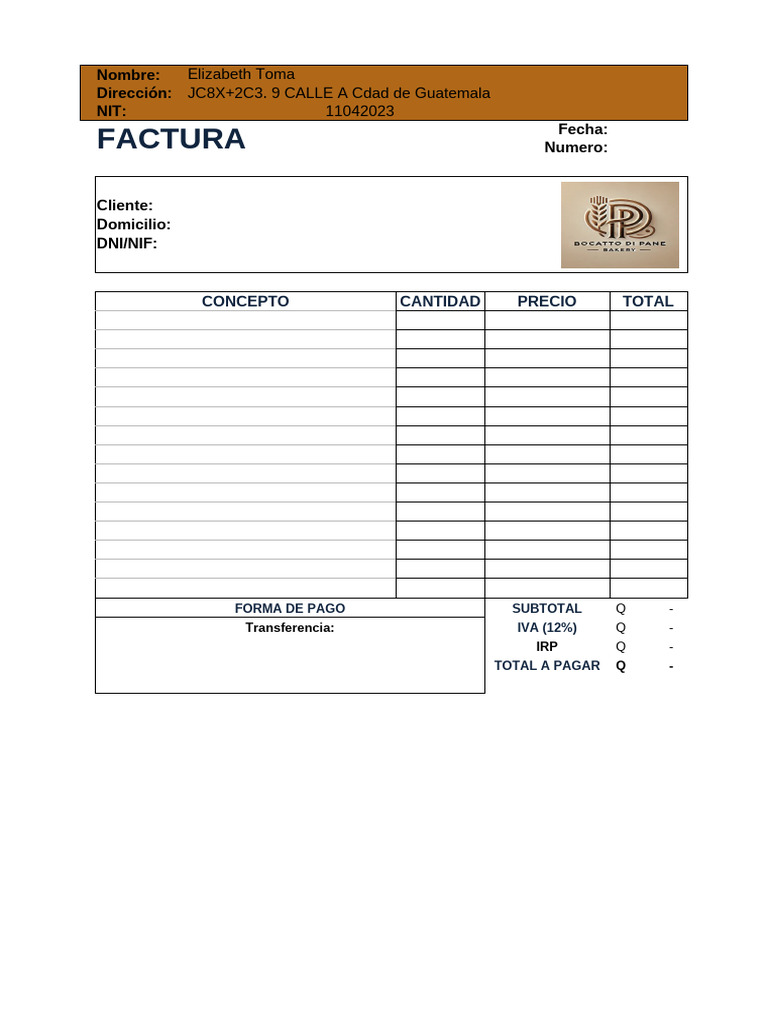 Plantilla Excel Factura Con Iva e Irpf | PDF