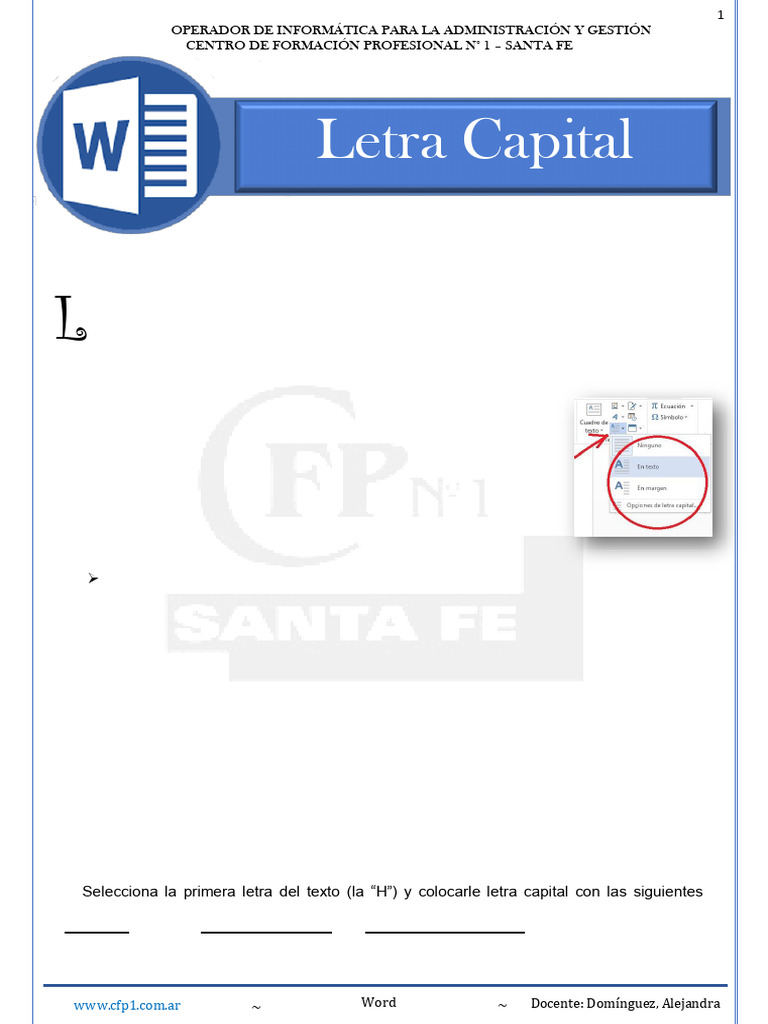 Formato de Letra Capital en Word | PDF