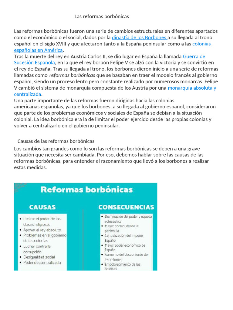 Las reformas borbónicas | PDF