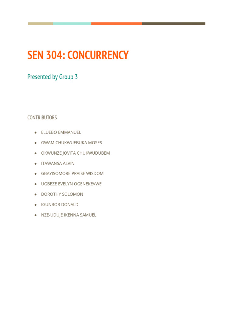 SEN 304 Group 3 Research Work | PDF | Parallel Computing | Process (Computing)