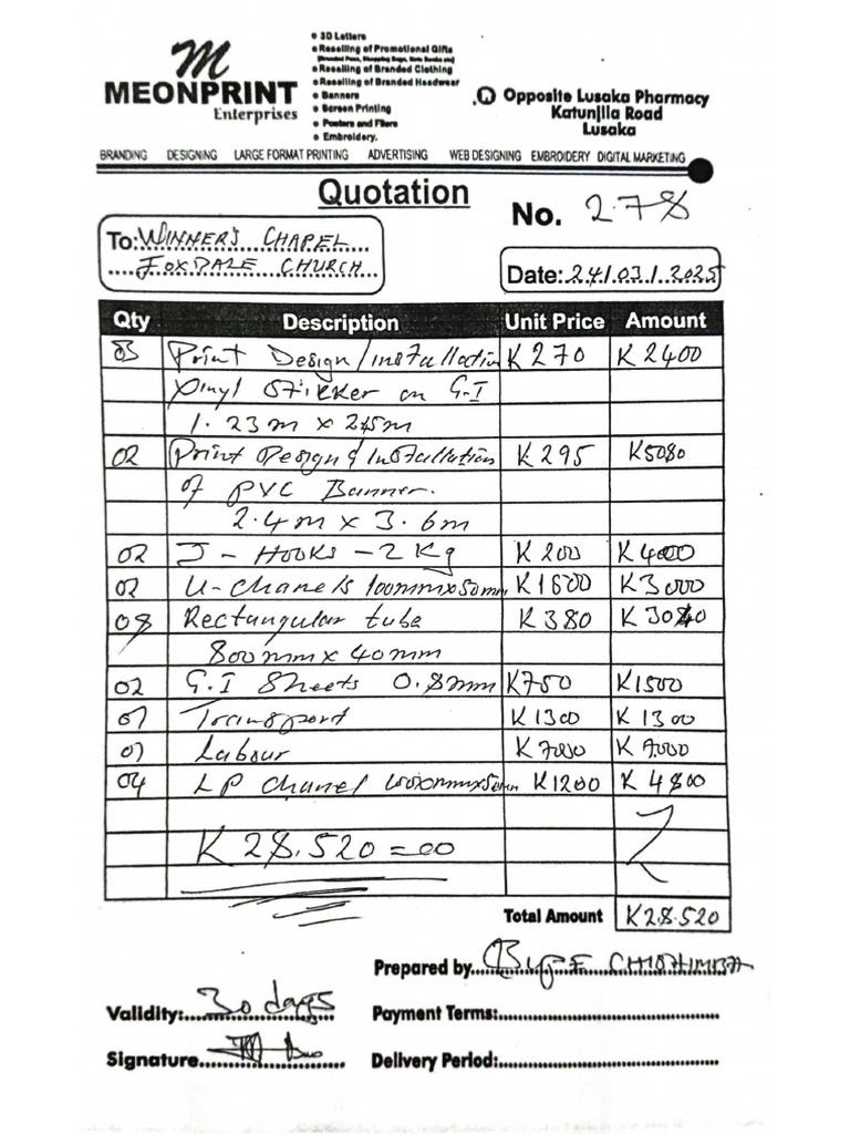 Quotations For Bill Boards | PDF