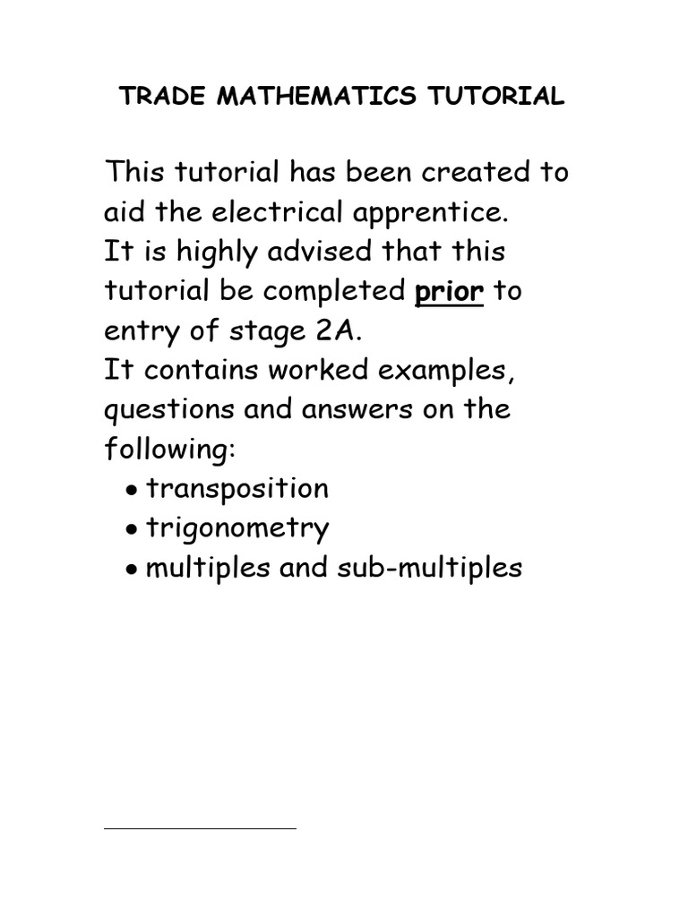 Maths Tutorial Booklet | PDF | Pascal (Unit) | International System Of Units