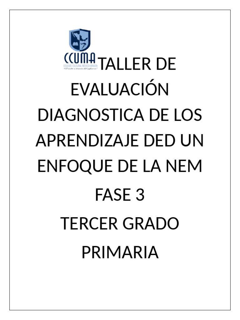 Taller de Evaluación Diagnostica de Los Aprendizaje Ded Un Enfoque de ...