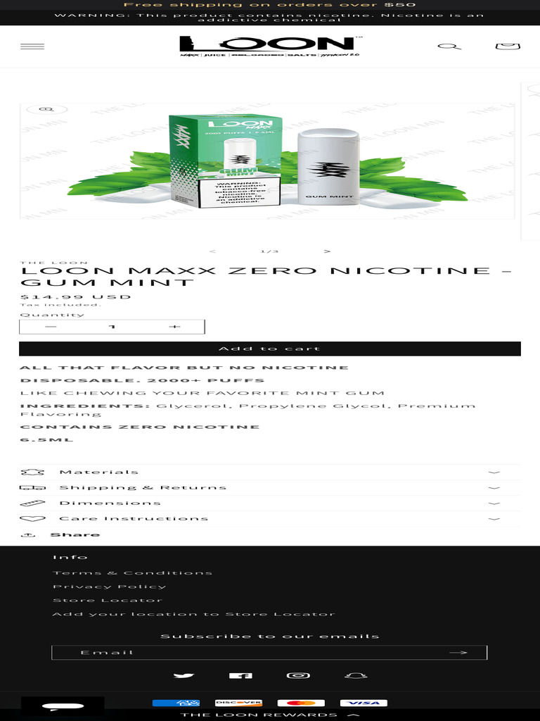 Loon Maxx Zero Nicotine - Gum Mint – the Loon | PDF