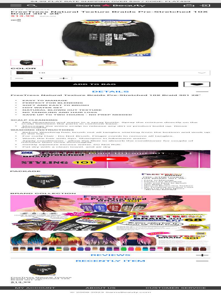 FreeTress Natural Texture Braids Pre-Stretched 10X Braid 301 28 - SamsBeauty 2 | PDF