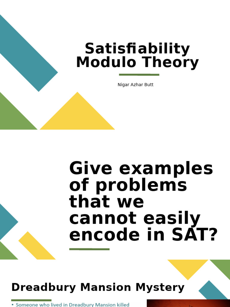 FM-Lect07-Fall2024-Satisfiability Modulo Theory (SMT) and First Order Logic | PDF | First Order ...