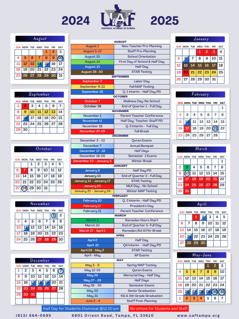 UAF Calendar 2024-25 | PDF | Educational Stages | Schools