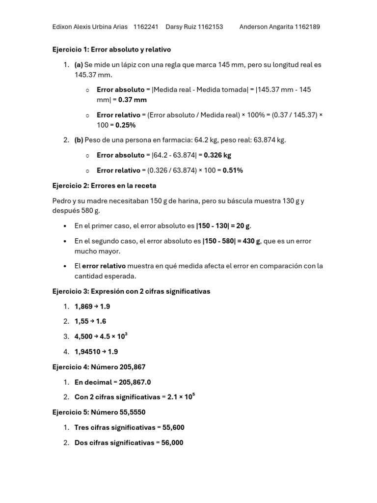 Taller Mediciones | PDF | Medición | Cantidad