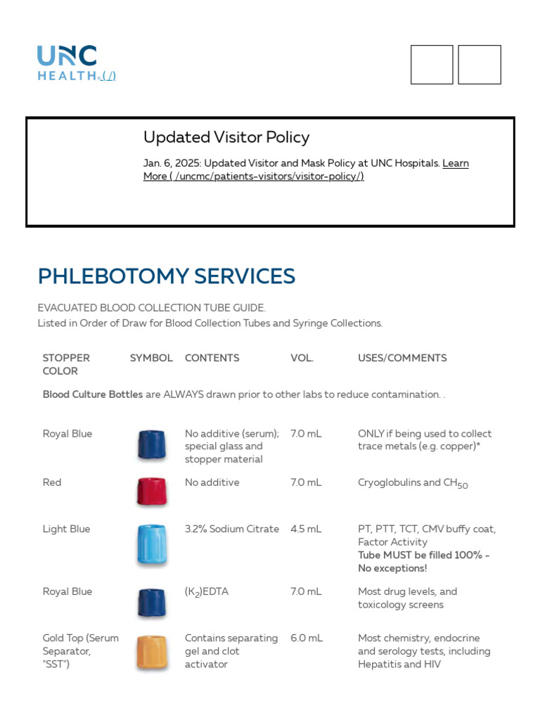 Evacuated Blood Collection Tube Guide - McLendon Clinical Laboratories ...