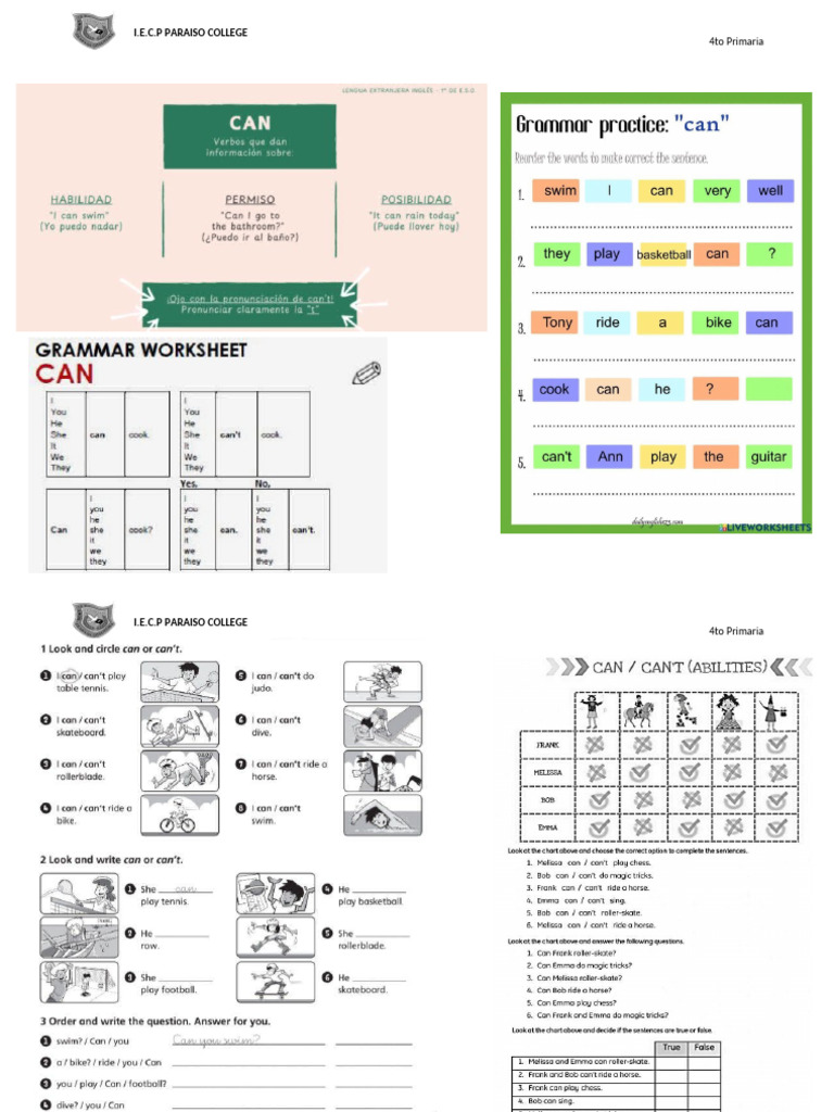Can - Ability - 4to Primaria | PDF