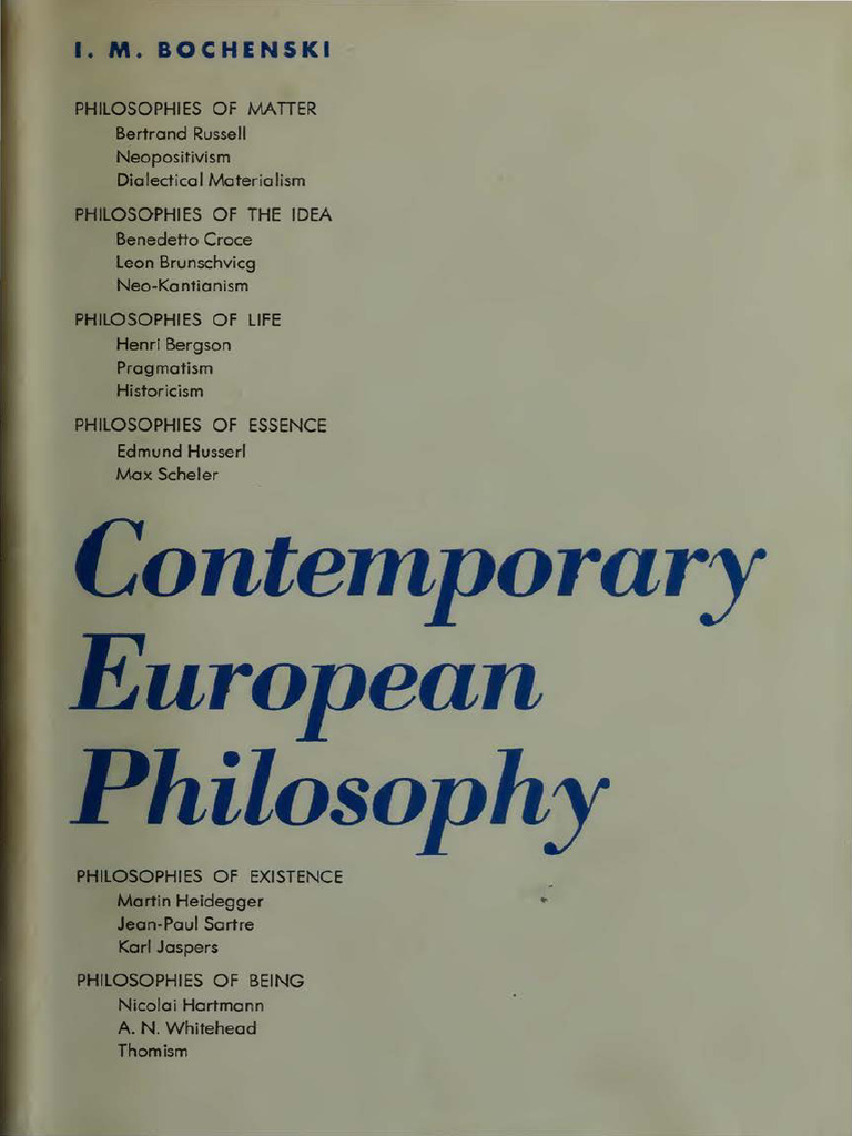 Contemporary European Philosophy: M. Bochenski | PDF | Immanuel Kant | Idea