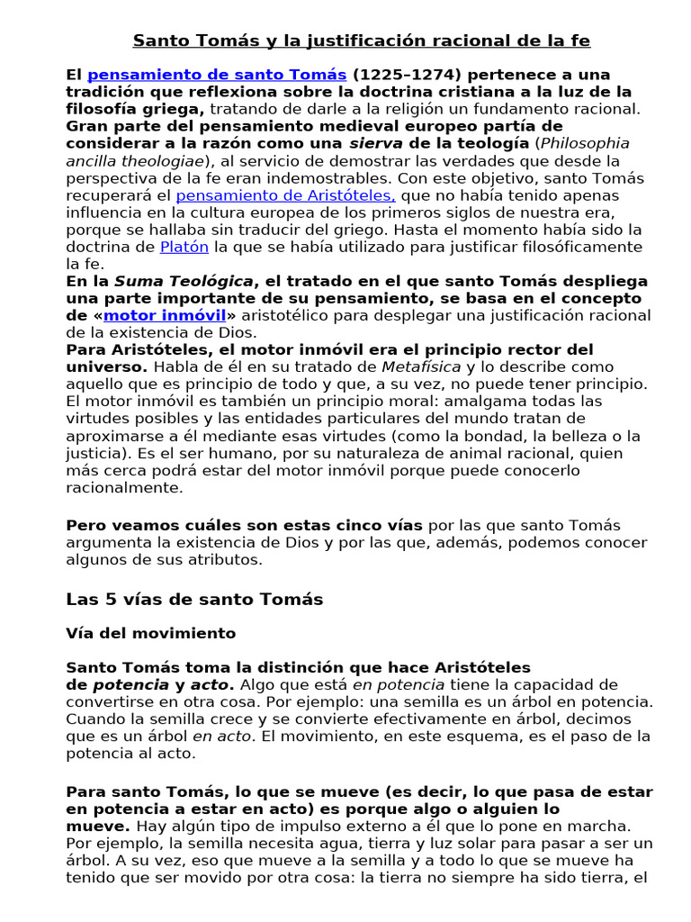5 Vias Probatorias de La Existencia de Dios | PDF | Tomás de Aquino | Causalidad