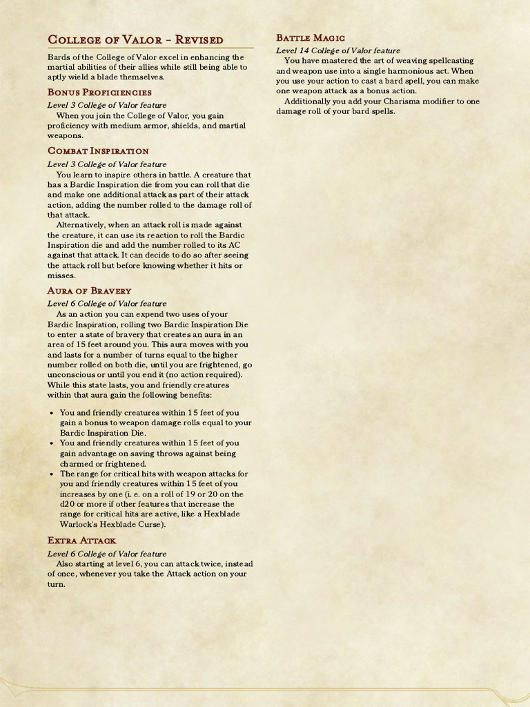 College of Valor Overview and Features | PDF