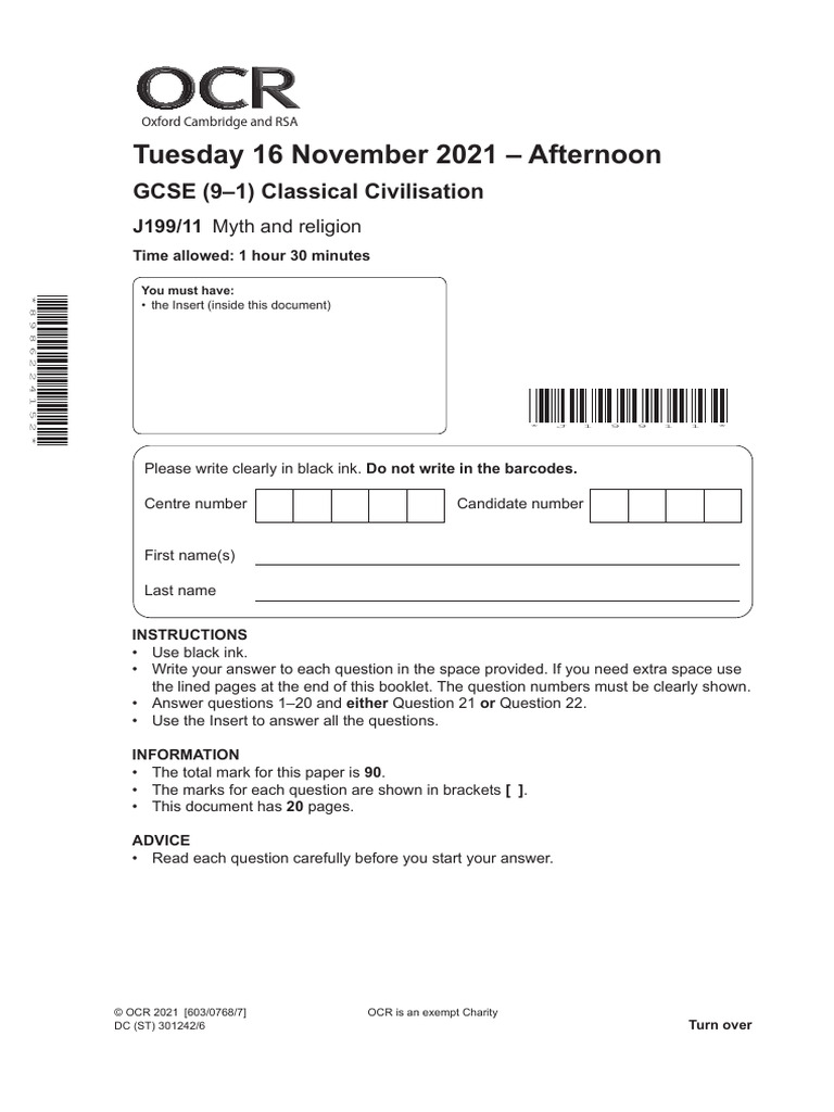GCSE Classical Civilisation Exam Paper | PDF