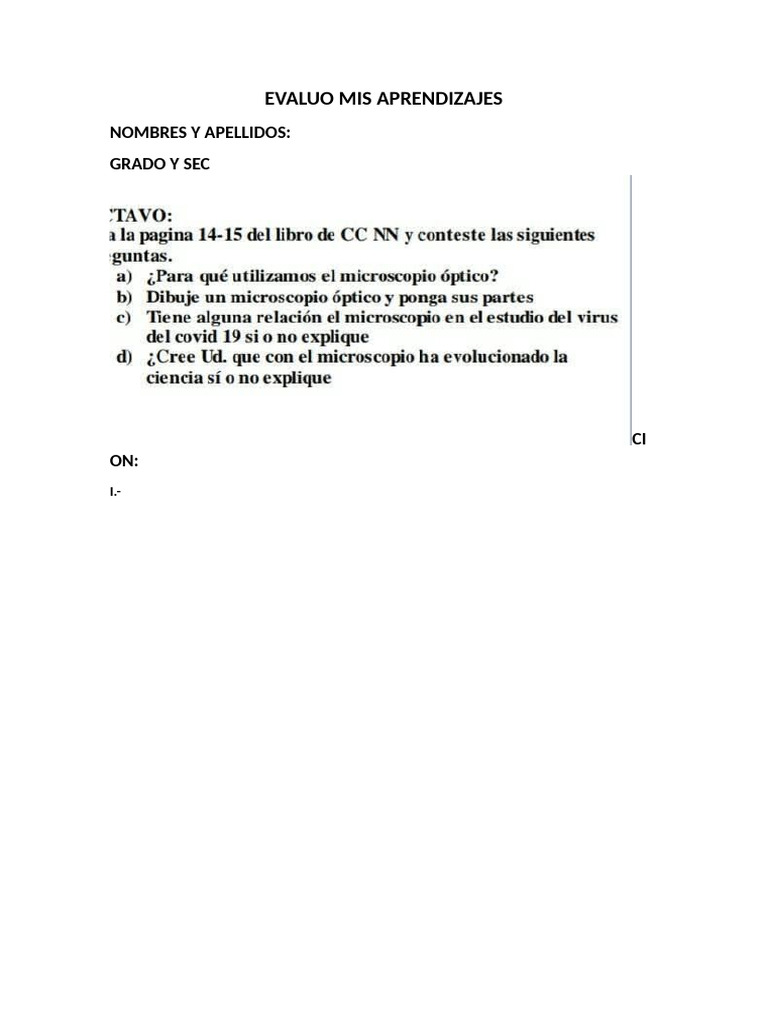 Evaluo Mis Aprendizajes | PDF