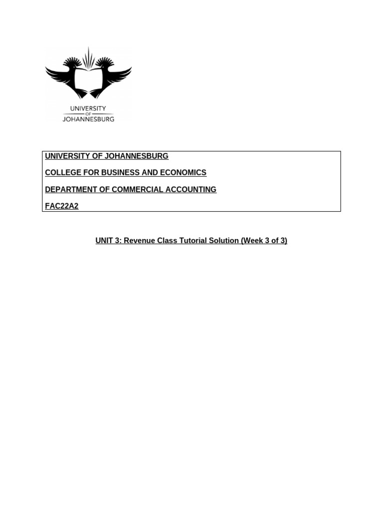 Revenue Class Tutorial Solution - Week 3 of 3 2024 | PDF | Debits And ...