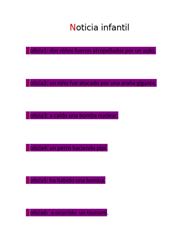 Noticia Infantil | PDF