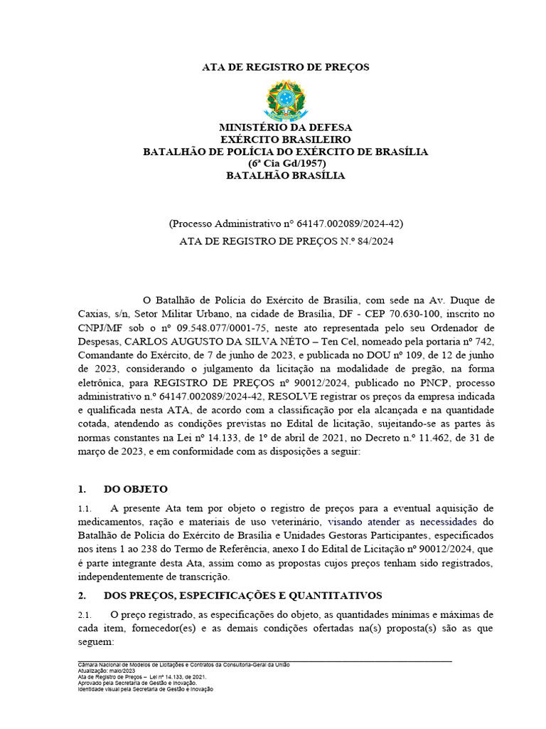 Ata de Registro de Precos 84-2024 - LF Assinado | PDF | Esfera pública