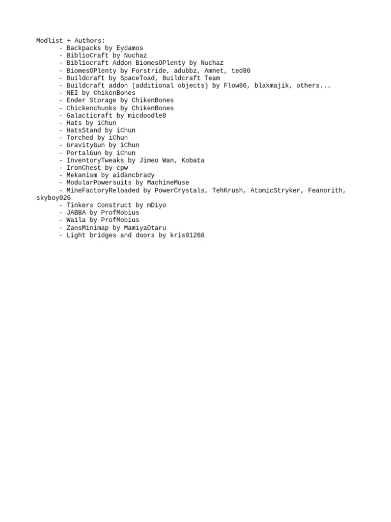 FutureCraft v5 - Modlist | PDF