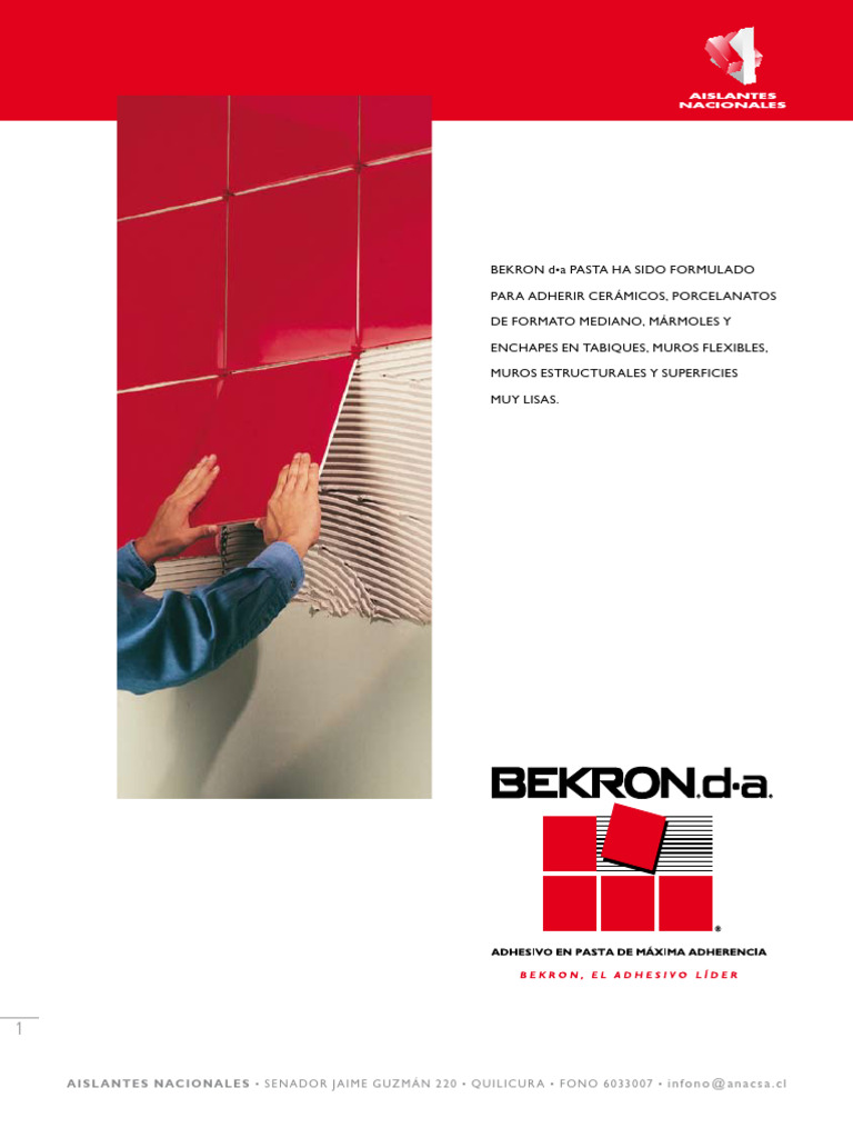 Bekron DA Pasta | PDF | Yeso | Adhesivo