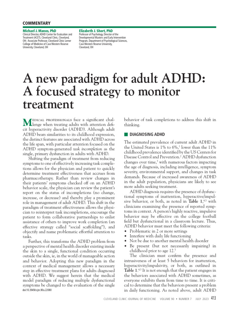 A New Paradigm For Adult ADHD - A Focused Strategy To Monitor Treatment ...