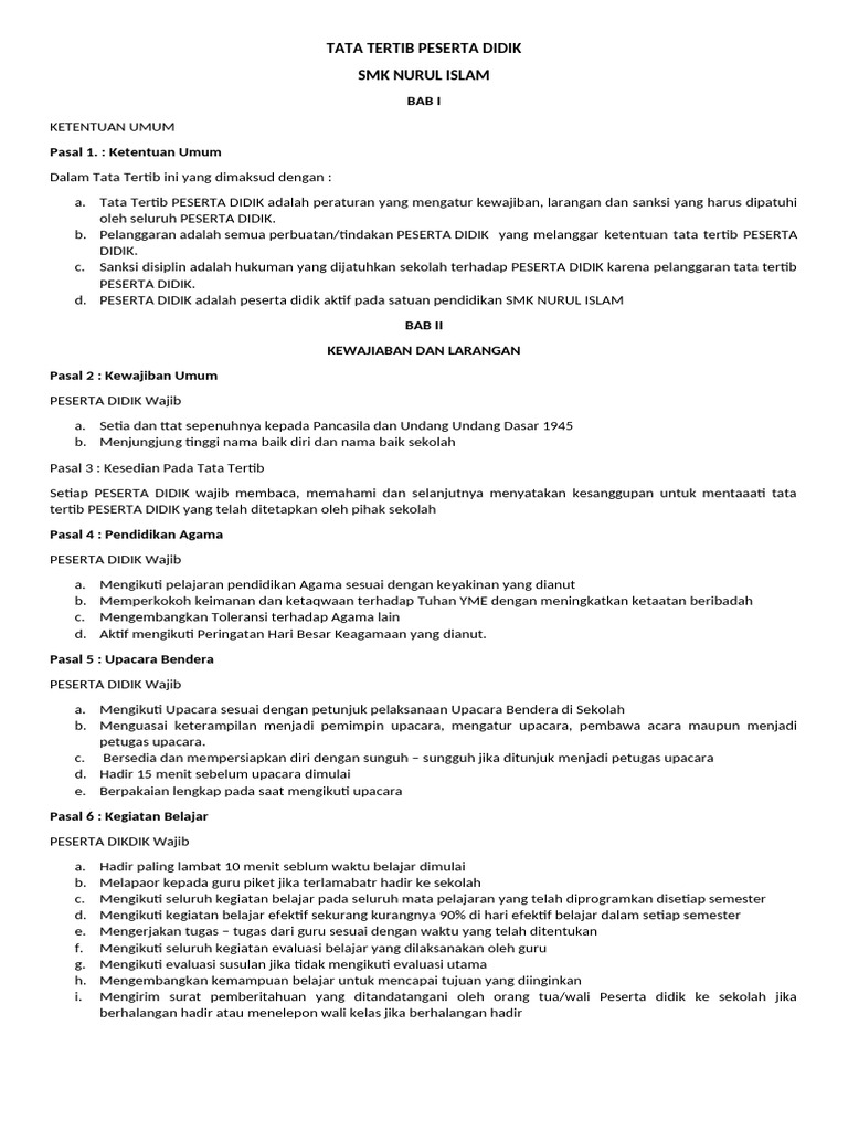 Tata Tertib Peserta Didik | PDF
